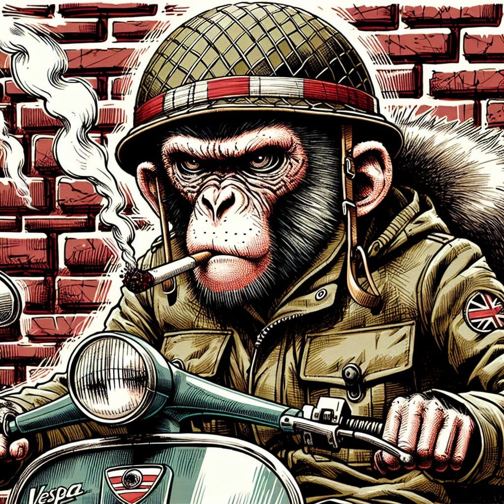 smoking monkey on a vespa - AI Generated Artwork - NightCafe Creator