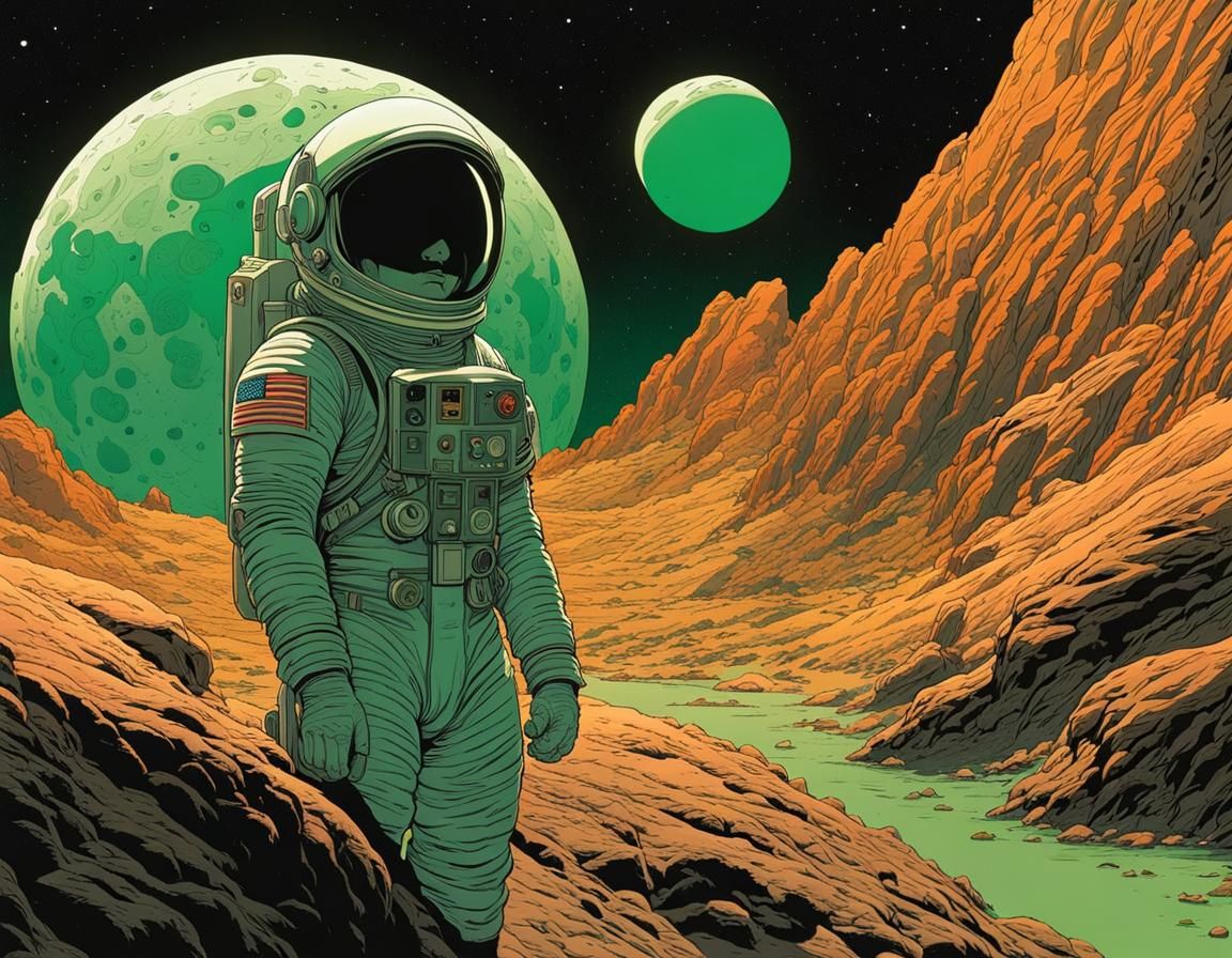 Astronaut ~Tomer Hanuka~ H.R Giger ~ Junji Ito~ - AI Generated Artwork - NightCafe Creator