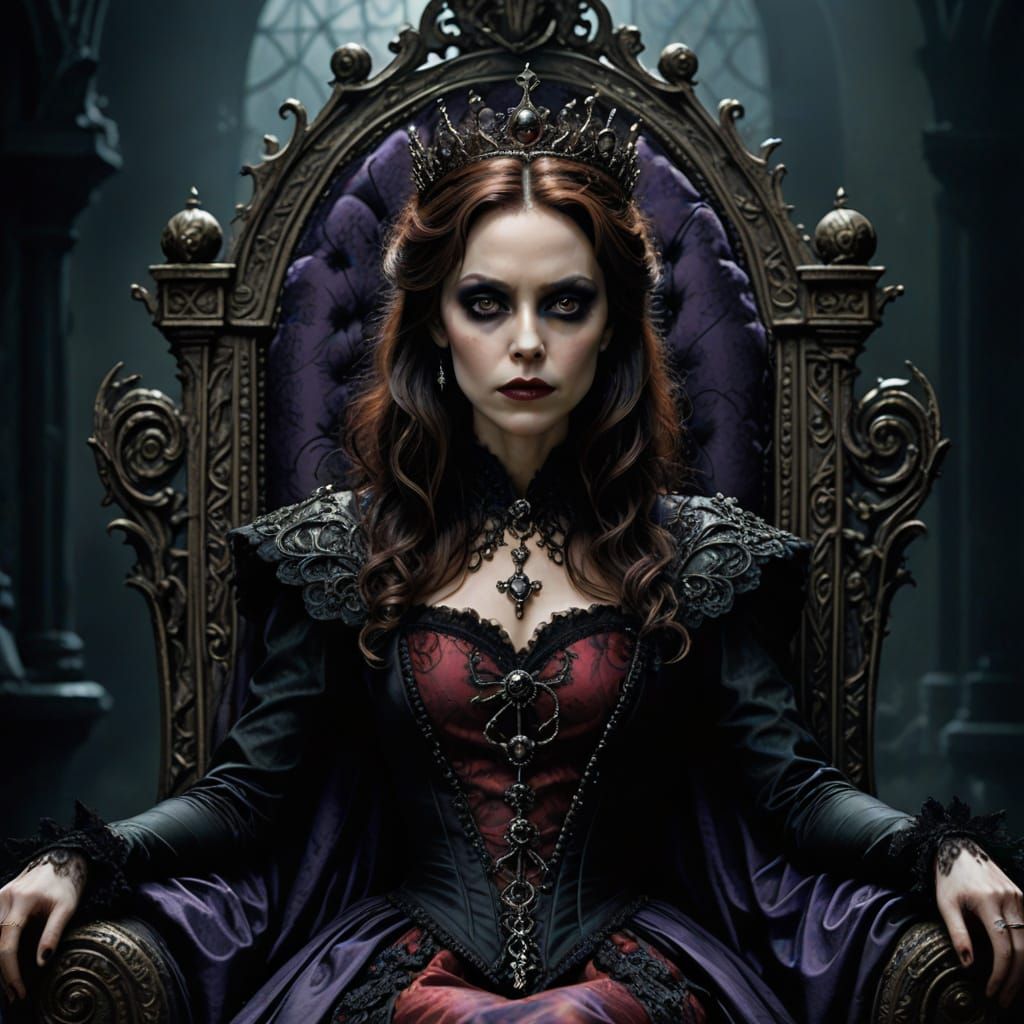 Vampire Queen in Red and Purple Majesty - AI Art