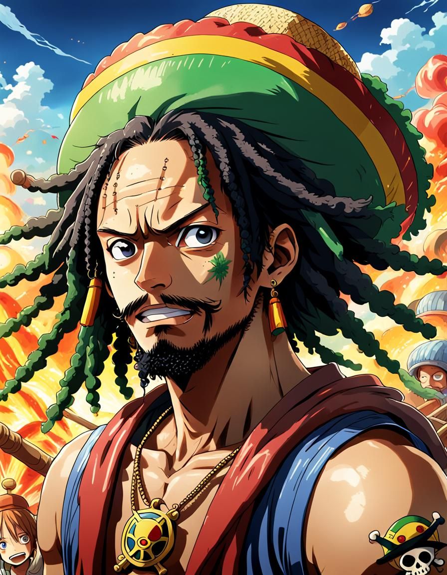 One piece anime but Rastafarian , 4k Resolution, portrait style, anime ...