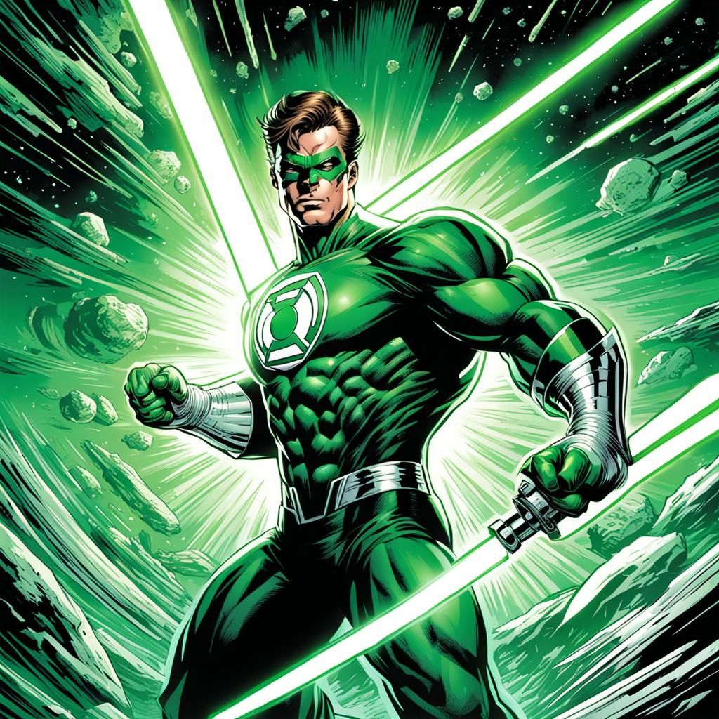 Green Lantern with a green lightsaber - AI Generated Artwork ...