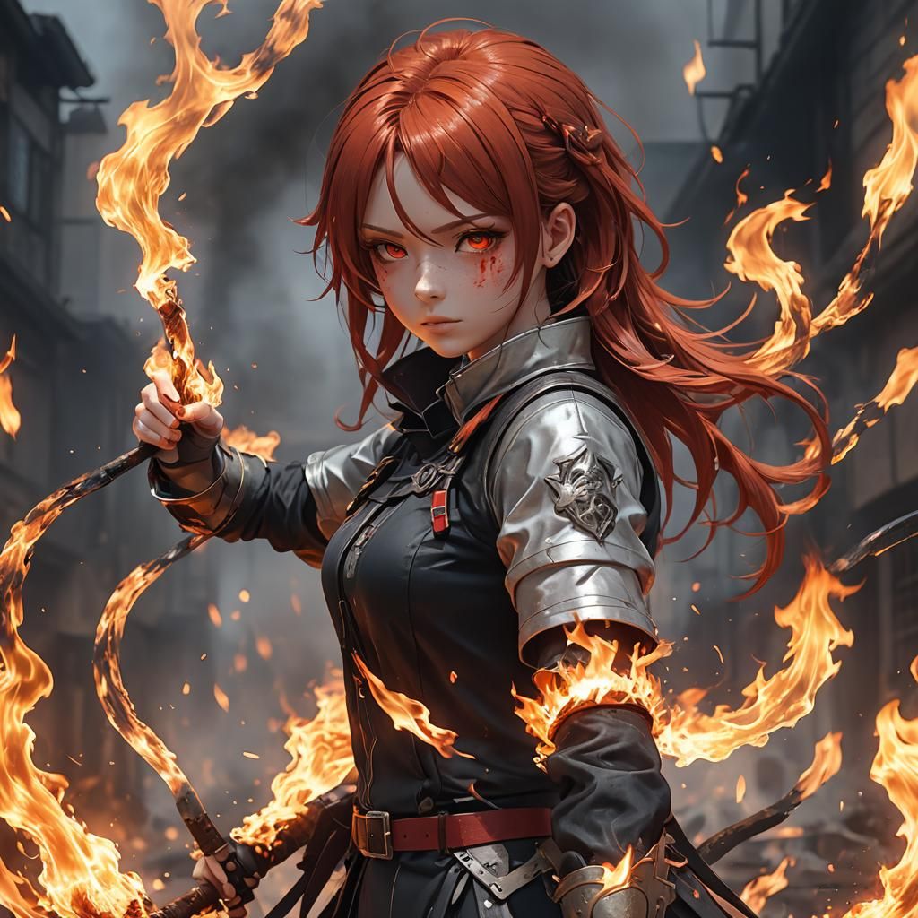 A Girl Controlling Fire - AI Generated Artwork - NightCafe Creator
