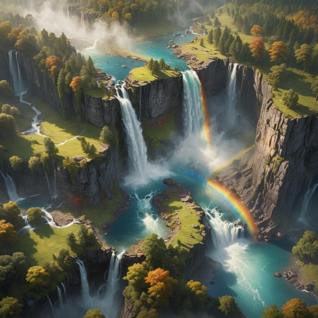 Rainbows in the mist - AI Generated Artwork - NightCafe Creator