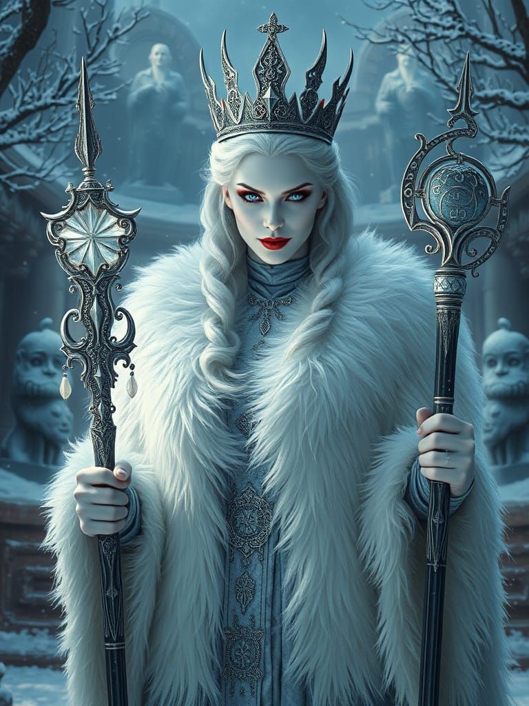 Regal White Witch of Narnia in Icy Splendor - AI Art