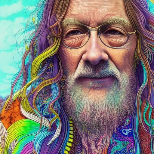 Portrait of an old hippie - AI Generated Artwork - NightCafe Creator