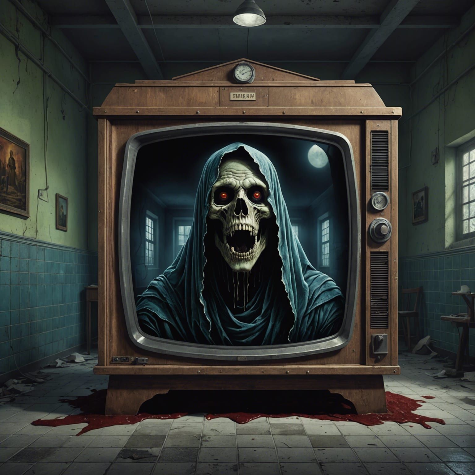 The ghost in the tv - AI Generated Artwork - NightCafe Creator