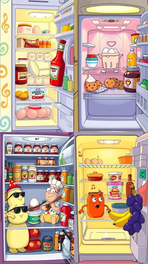 Fridge Frenzy: A Whimsical Scene of Anthropomorphi... - AI Art