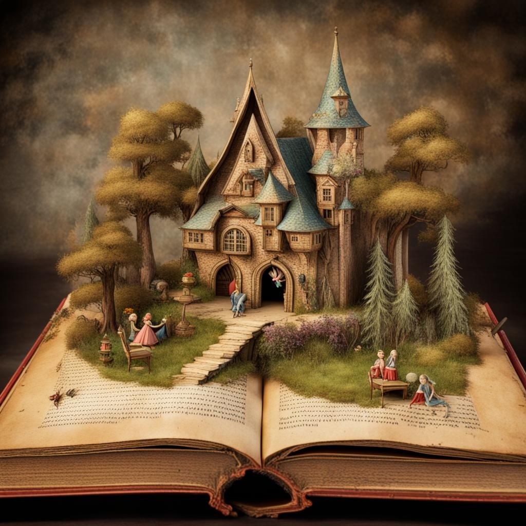 old book with three-dimensional fairy tales - AI Generated Artwork - NightCafe Creator