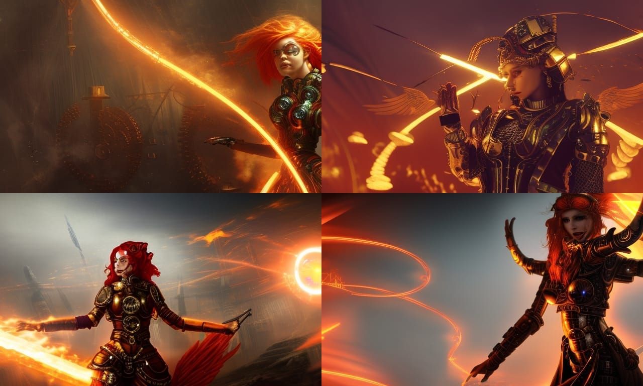 Steampunk Fire Elves - AI Generated Artwork - NightCafe Creator