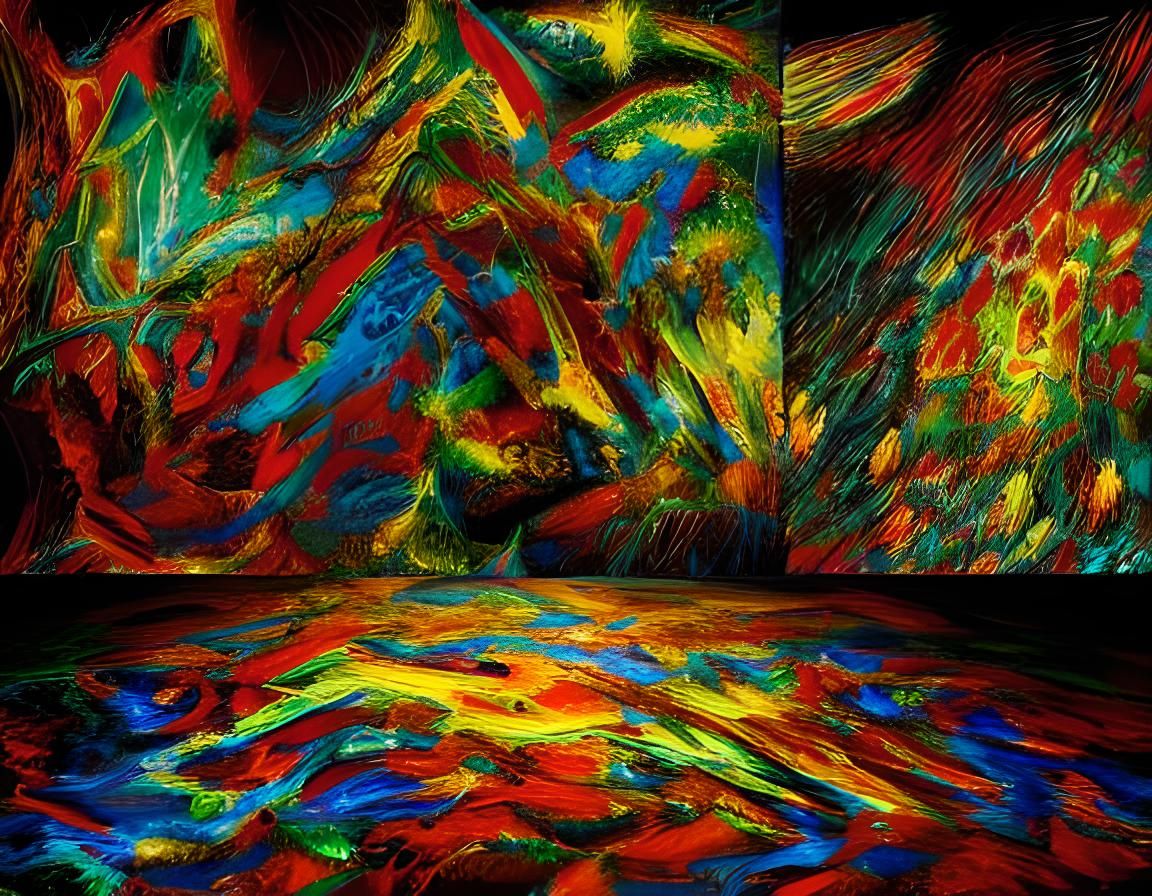 All over Jackson Pollock's studio. The immense chaos of colors and ...