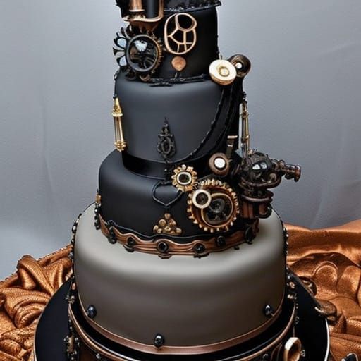 steampunk gothic wedding cake - AI Generated Artwork - NightCafe Creator