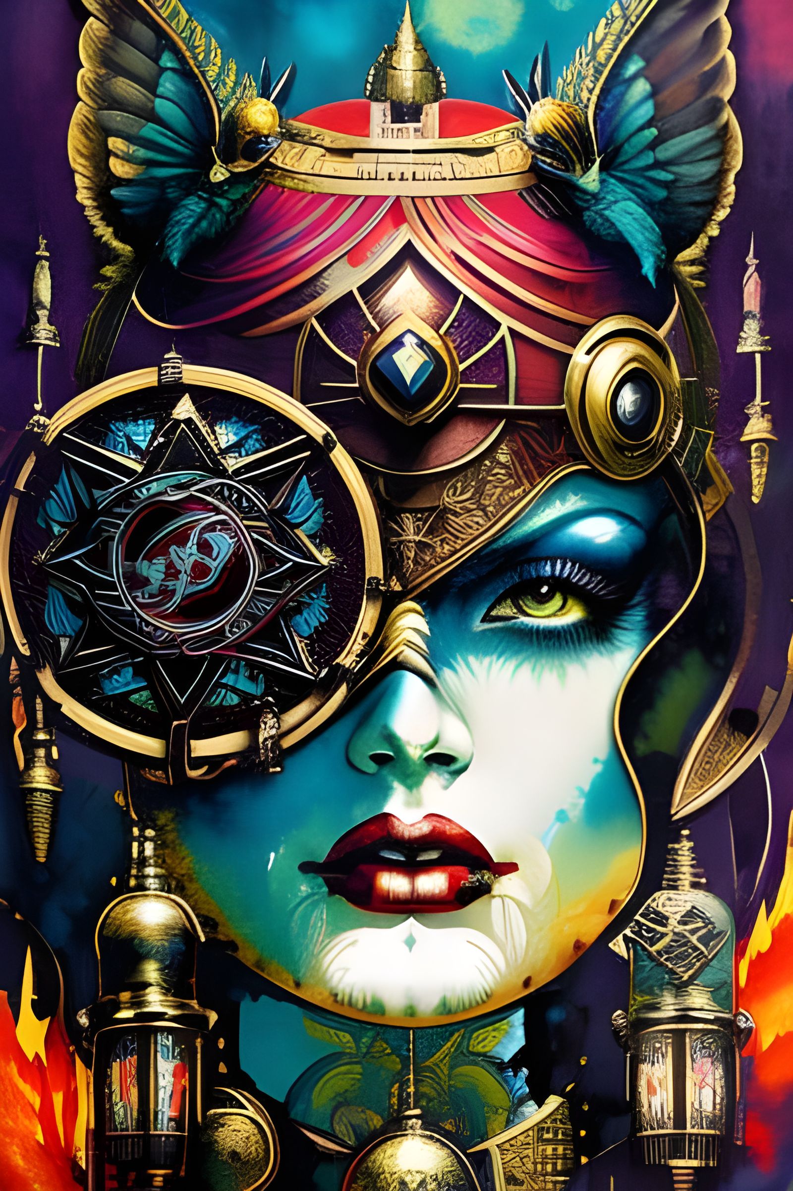 Nice poster - Exploding Ravens Portrait in Fantasycore Style