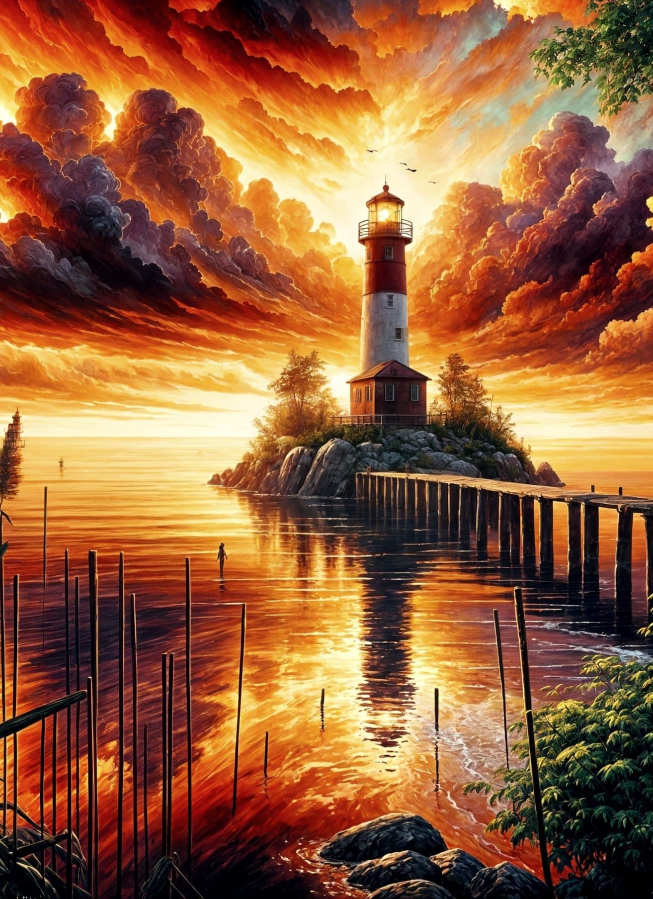 Lighthouse 2 - Sunset over Rocky Lighthouse