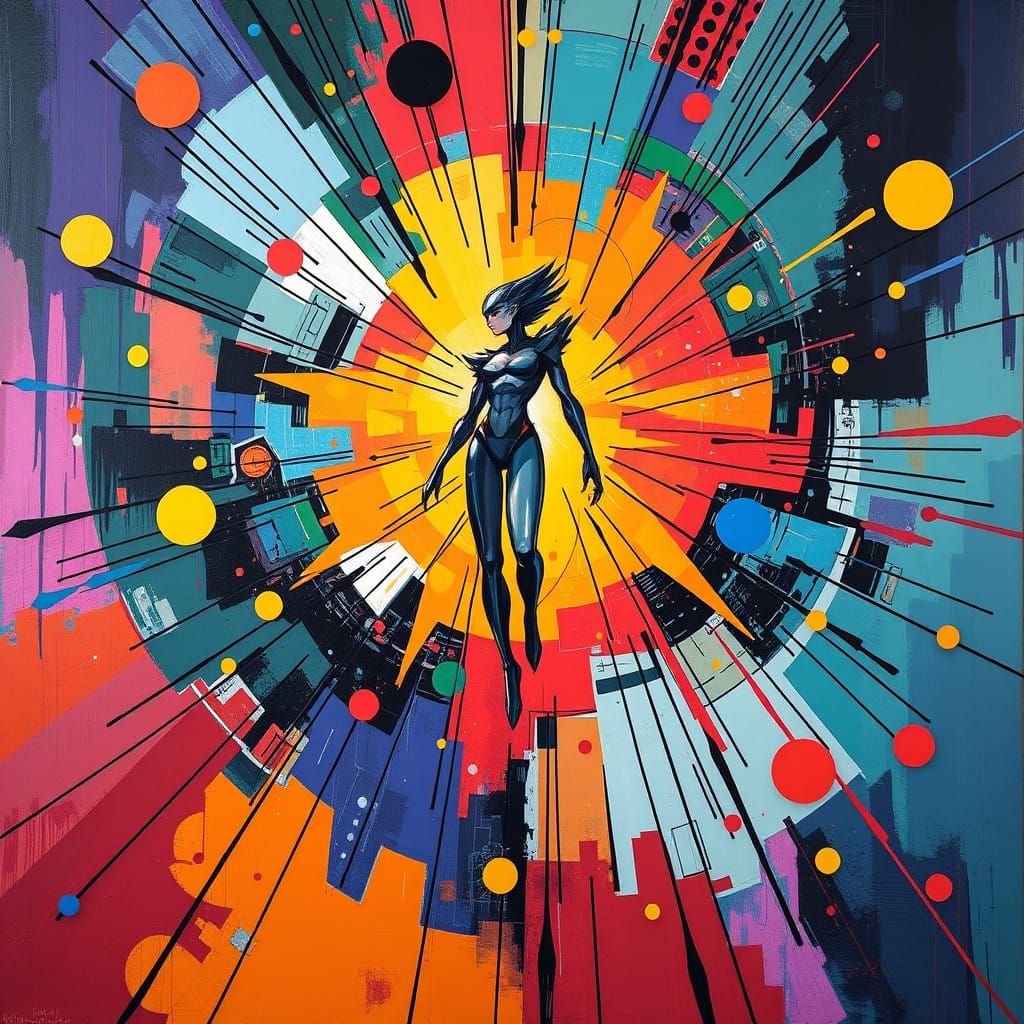 Dynamically Charged Comic Book Artwork in Bold Col... - AI Art