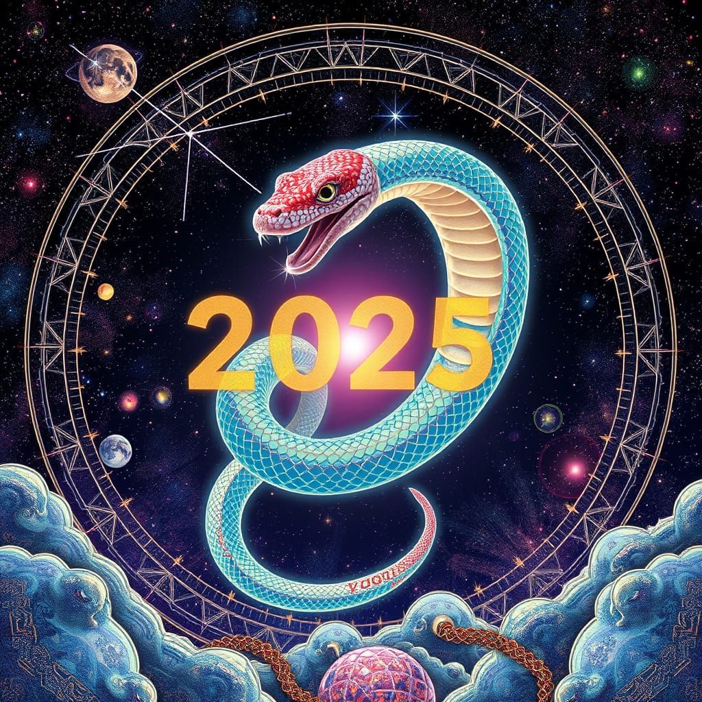 year of the snake 2025 - Cosmic Astral Illustration in 8K R...