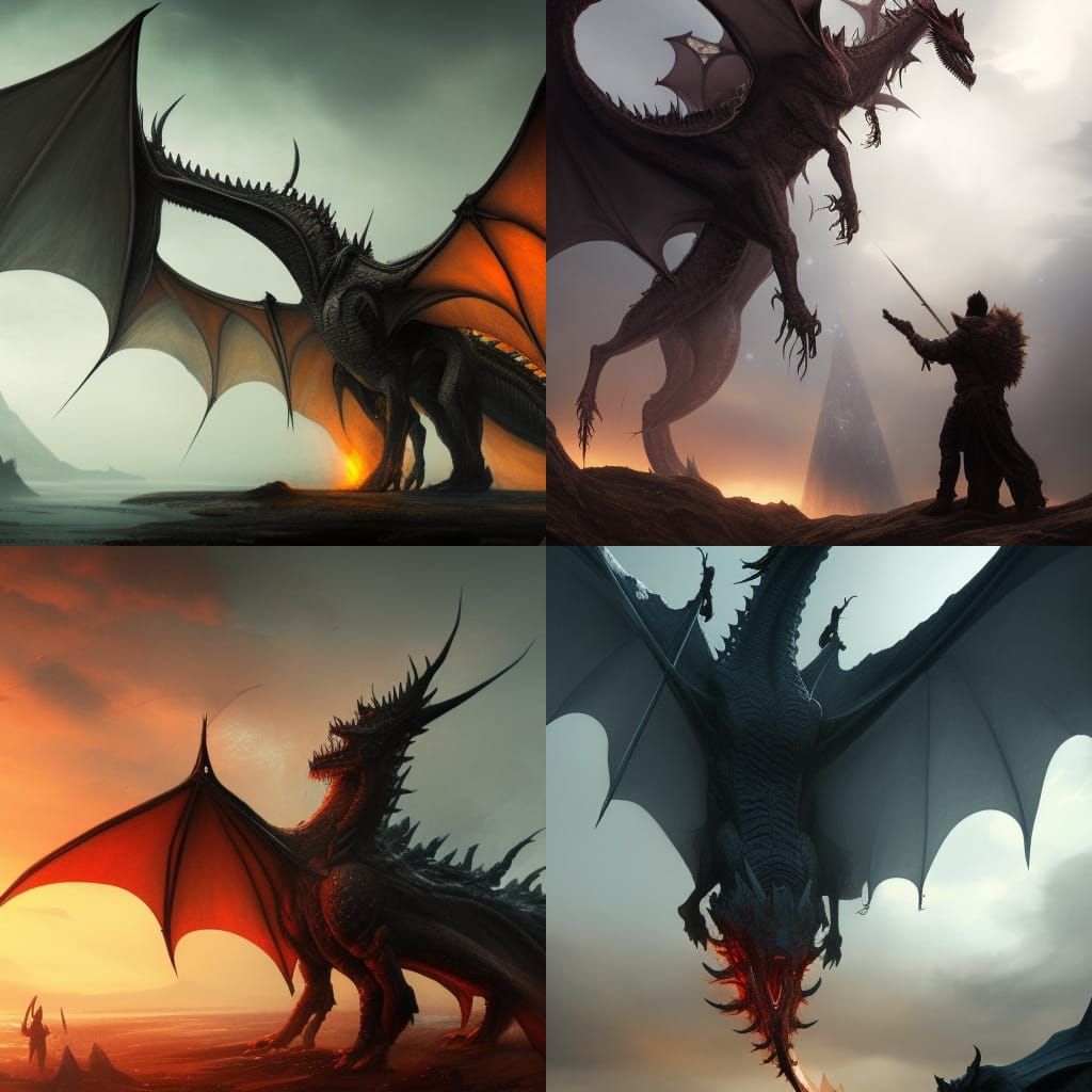 A gigantic Dragon getting ridden by Sauron