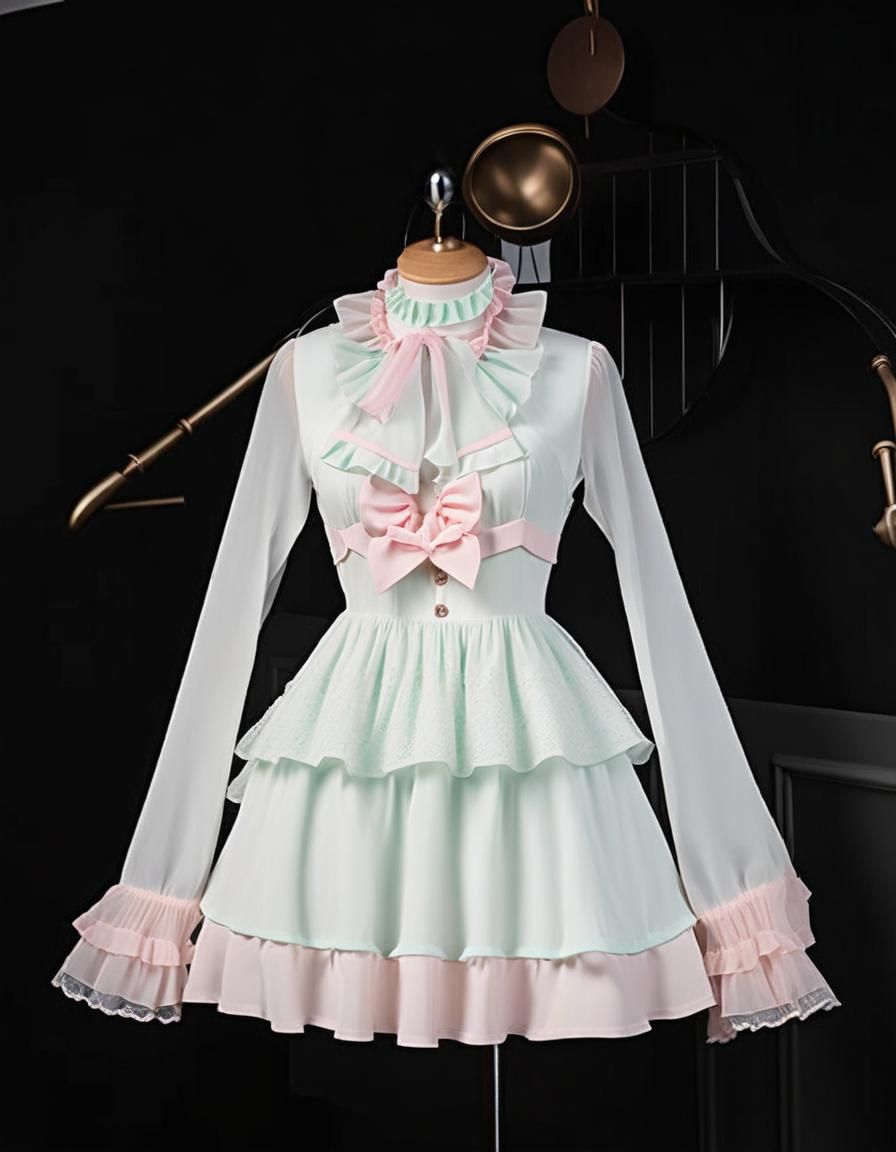 Pastel mint and pink Dress 4 - AI Generated Artwork - NightCafe Creator