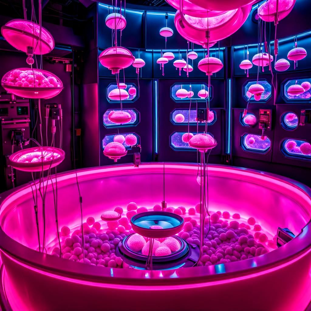 The vat itself was huge, wall sized filled with clear bubbling gel ...