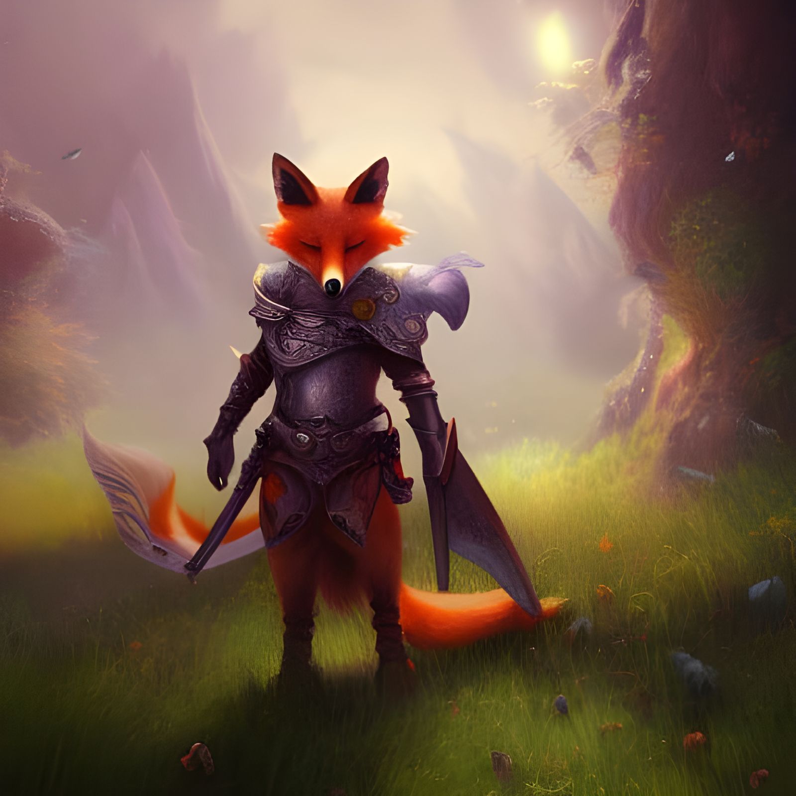elegant, Anthropomorphic Fox Knight: analogous colors; hyperdetailed ...