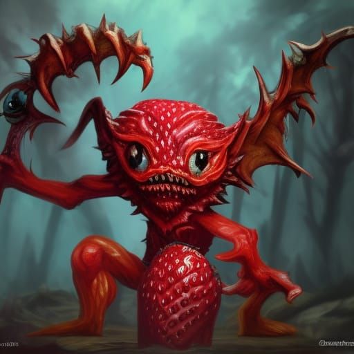 warrior strawberry, fantasy art strawberry monster, DND strawberry ...