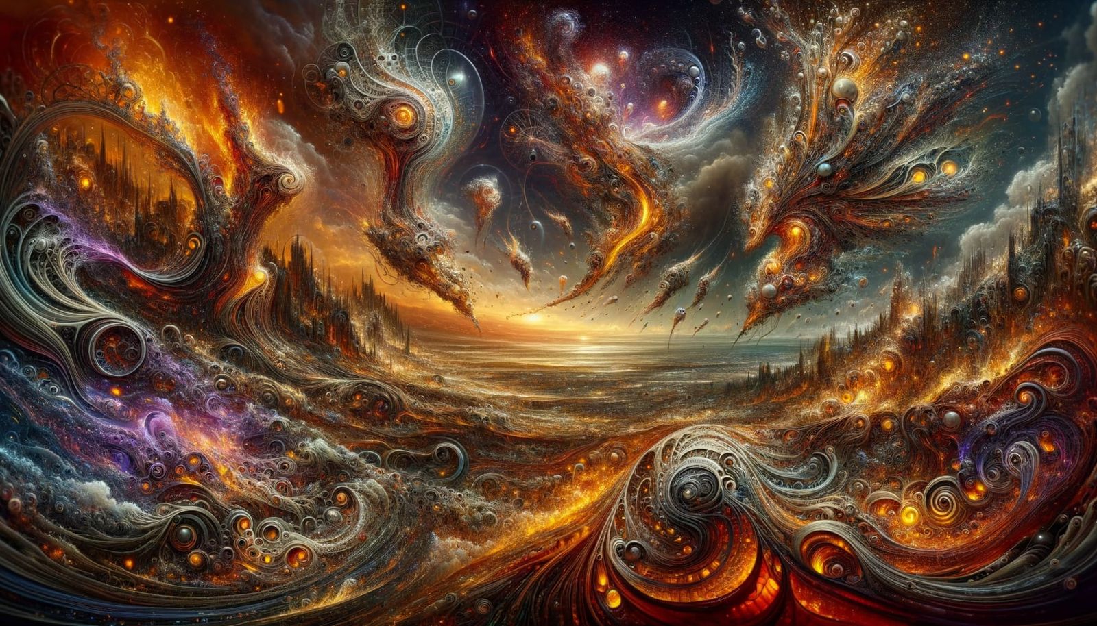 Burning Abyssal Realm in a Cyberpunk Aesthetic - AI Art