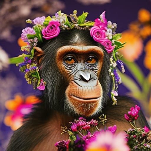 Insanely detailed photograph of beautiful monkey-chimpanzee wearing ...
