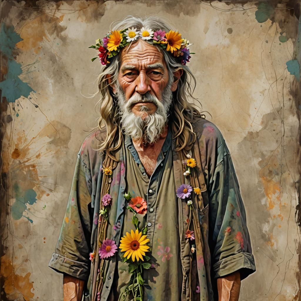 Grumpy Old Hippie - AI Generated Artwork - NightCafe Creator