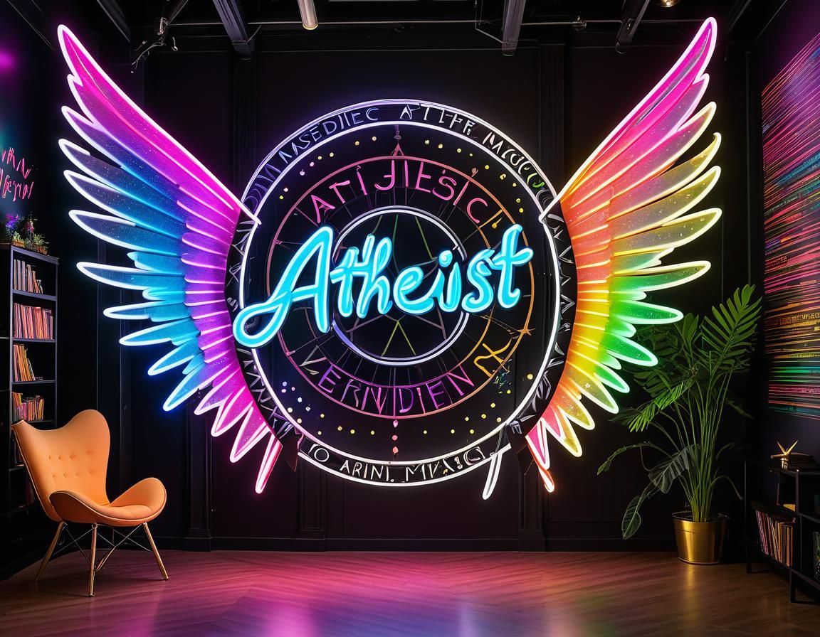 Neon Lit Atheist Sign - AI Generated Artwork - NightCafe Creator