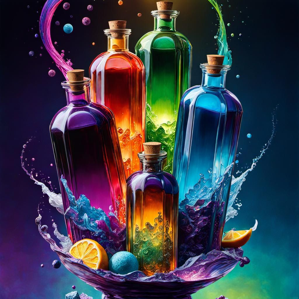 A Splash of Rainbow Potions - AI Generated Artwork - NightCafe Creator