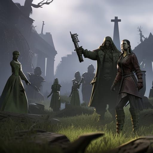 zombies rising from their grave in a dark graveyard - AI Generated ...