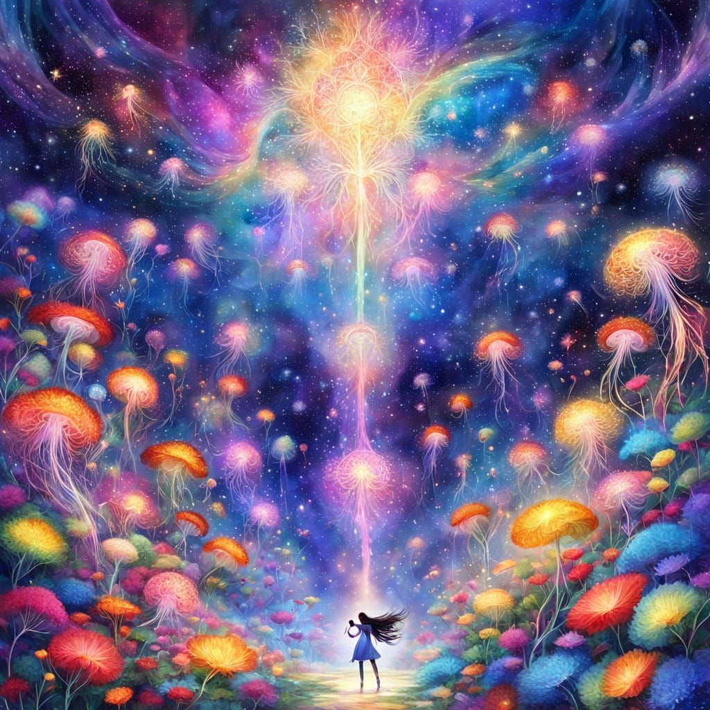 The Astral Garden - Ethereal Cosmic Garden in Celestial Ligh...