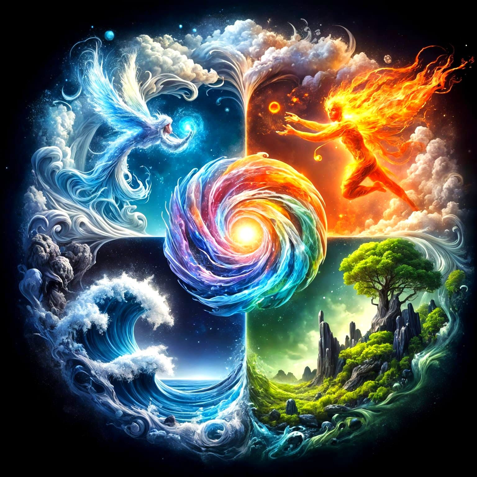 Elemental Circle - Realistic Elemental Circle with Air, Wate...