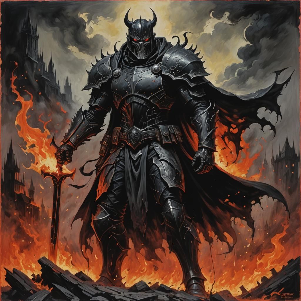 hell knight, STYLE: ashcan arts, ash painting - AI Generated Artwork ...