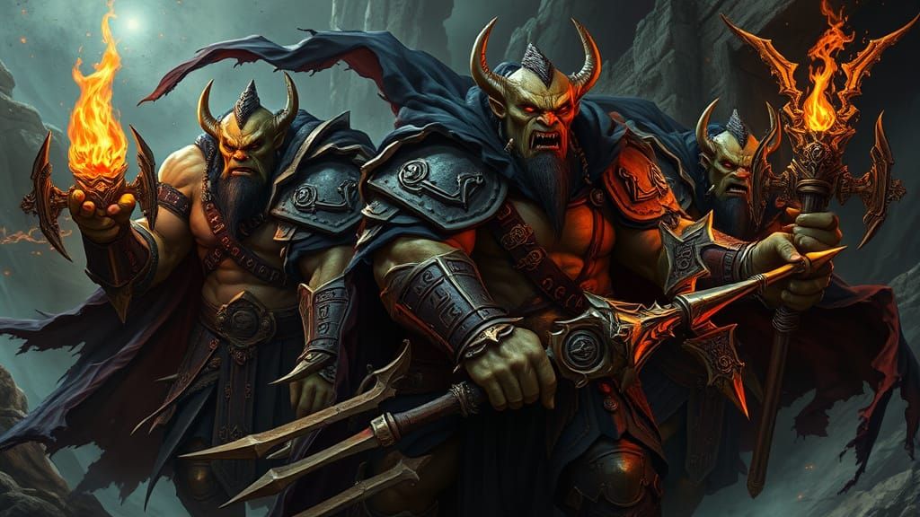 Majestic Orc Guardians of Time in Gothic Armor - AI Art
