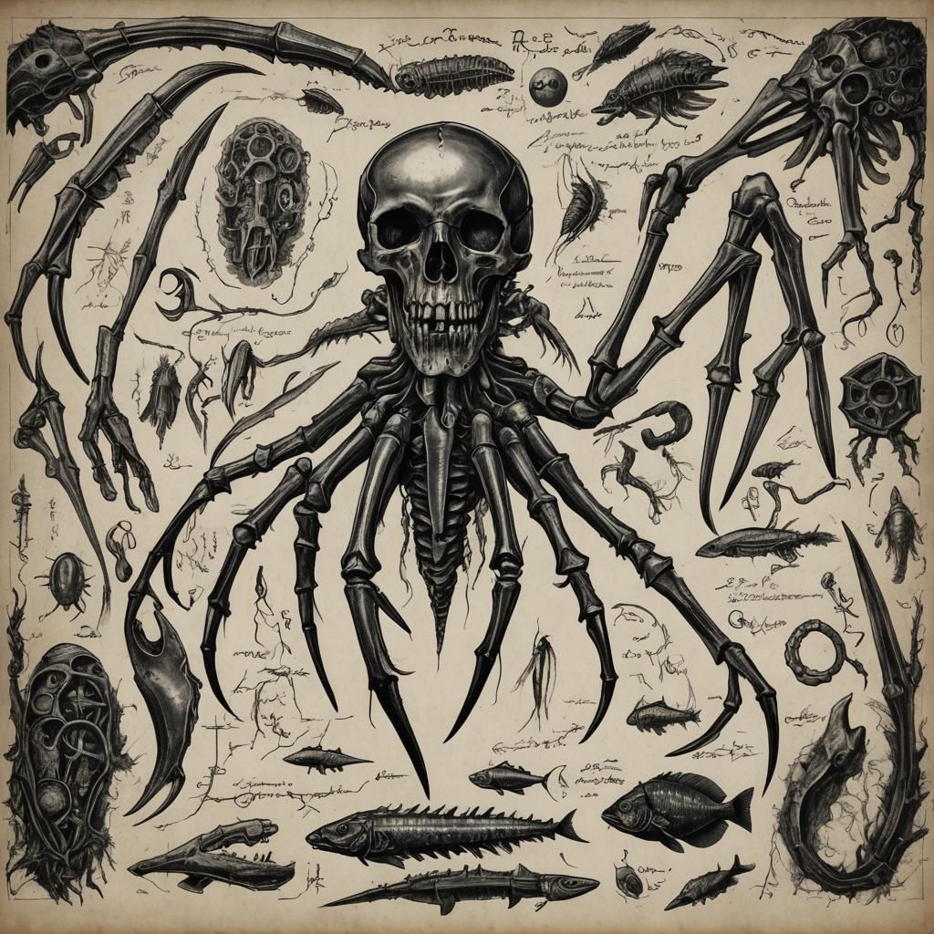 anatomical drawing of lovecraftian horror - AI Generated Artwork ...