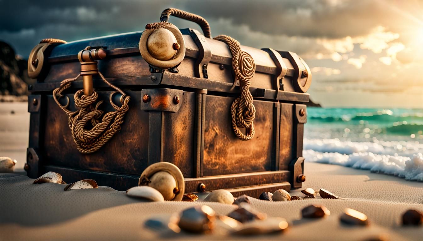 Treasure washed up on the beach - AI Generated Artwork - NightCafe Creator
