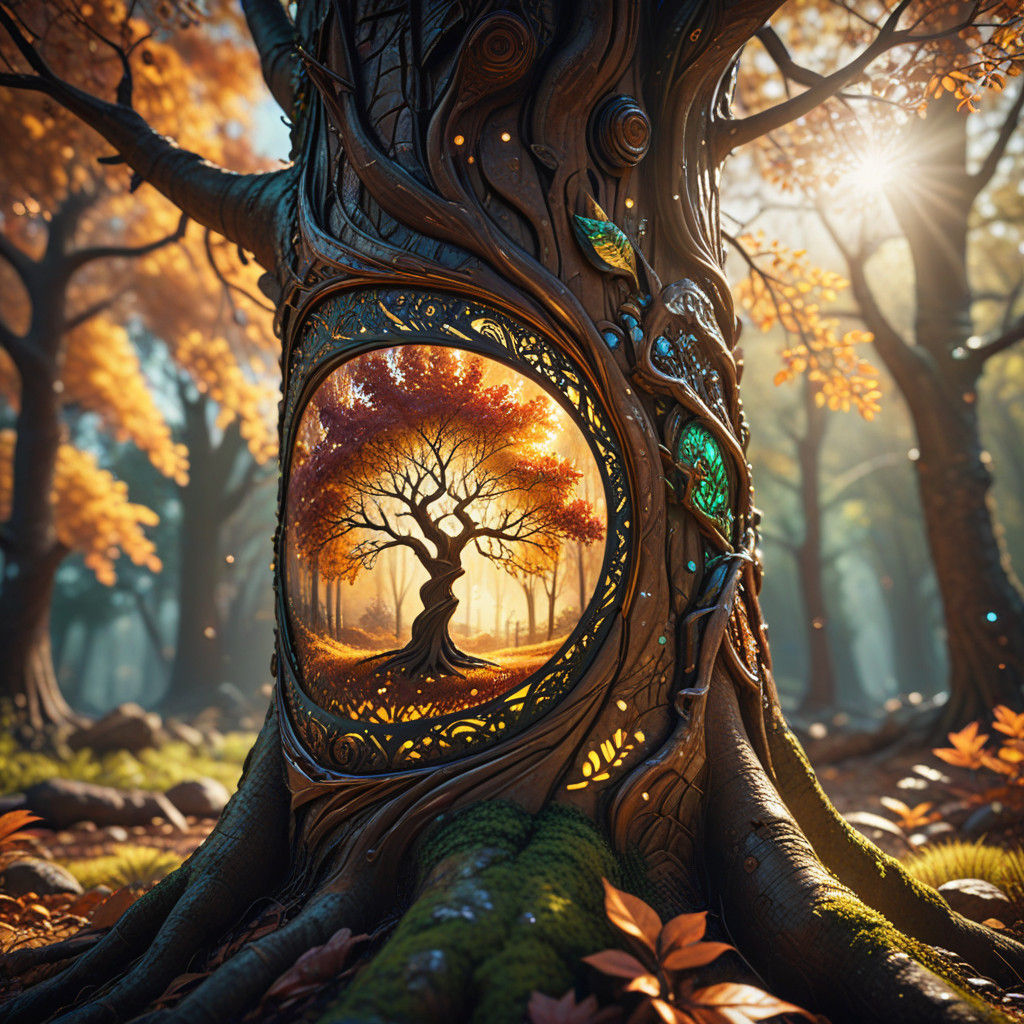 Surreal Autumn Forestscape with Twisted Trees and ... - AI Art