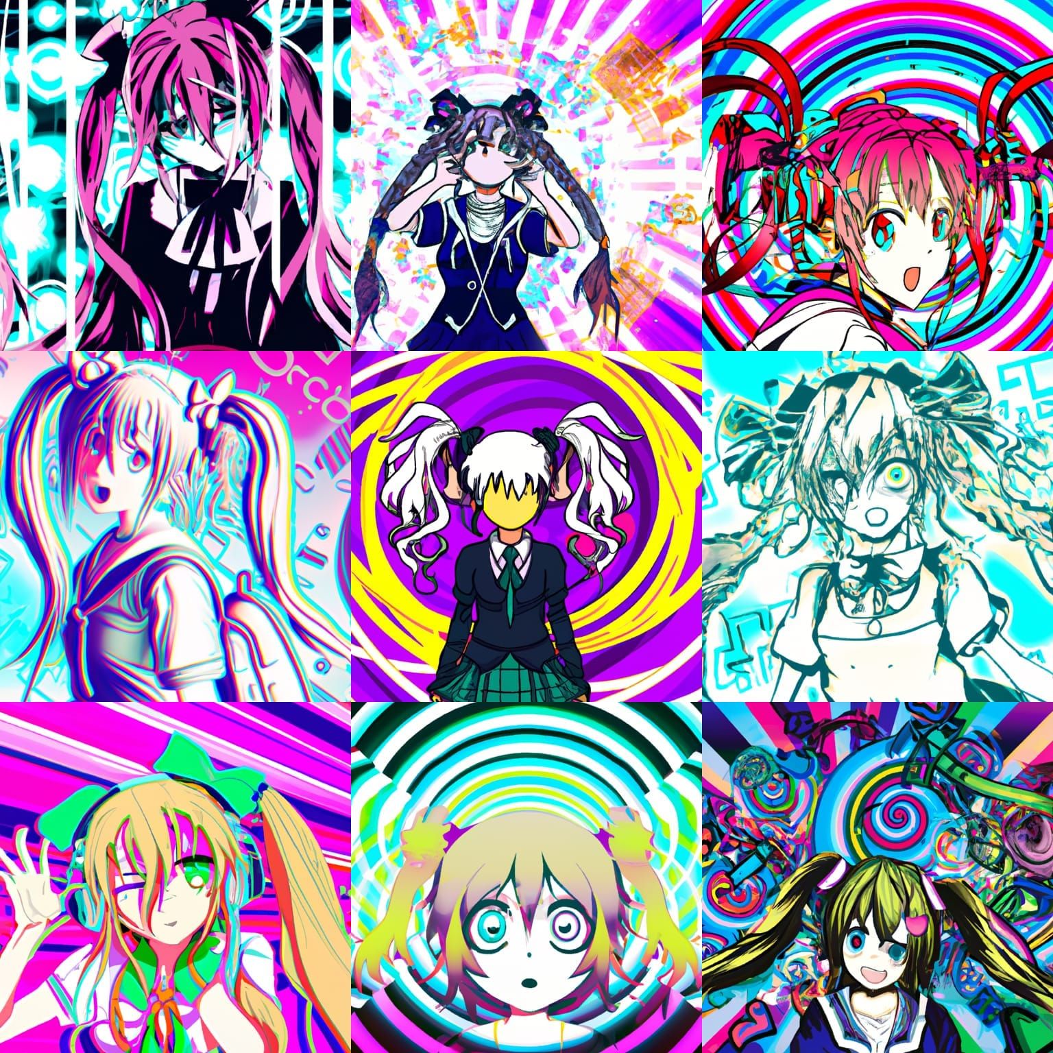 Psychedelic Anime girl Trippy Manga cover art Pigtails Buns, Seton ...