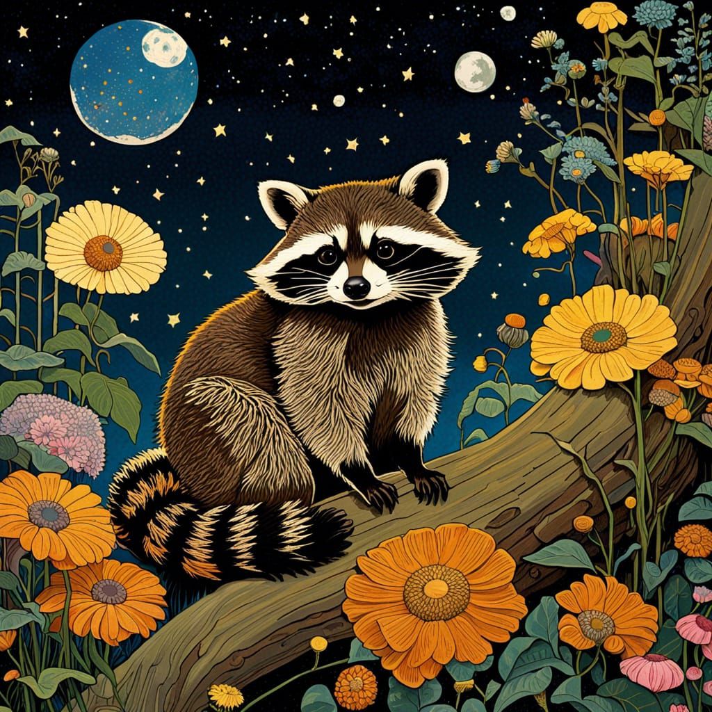 Raccoon contemplating what mischief he will get into next - AI ...