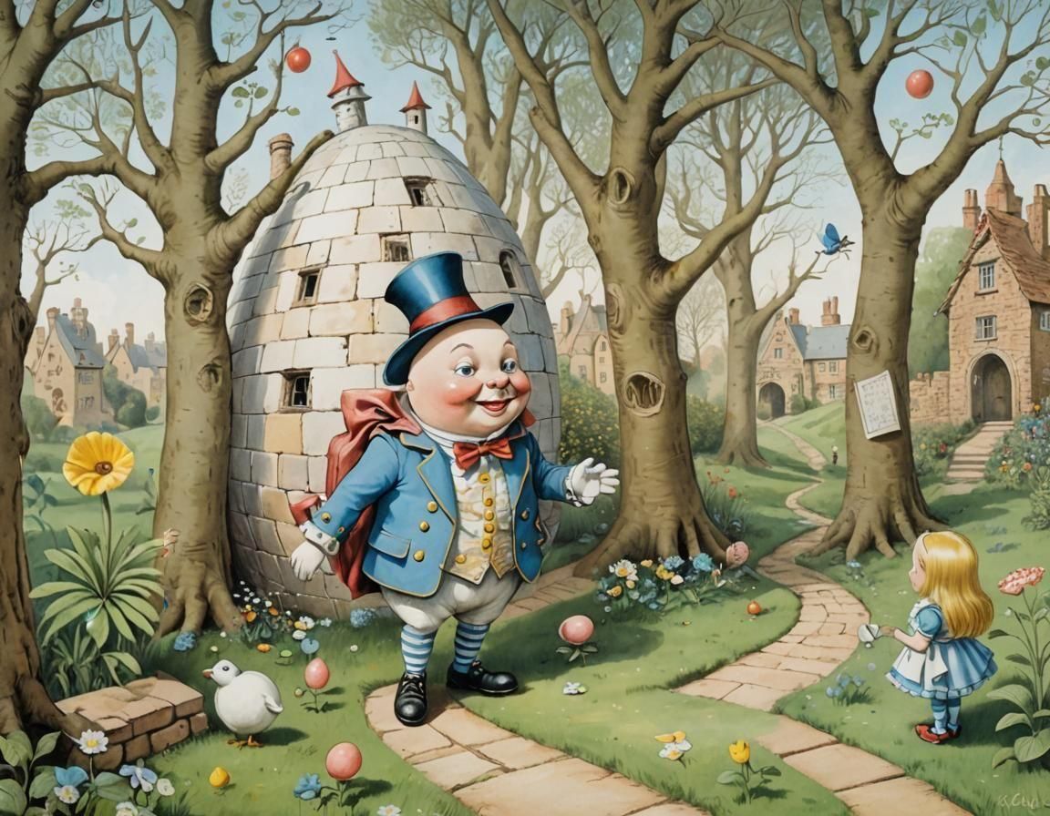 Alice in Wonderland: meeting of Humpty Dumpty - AI Generated Artwork ...