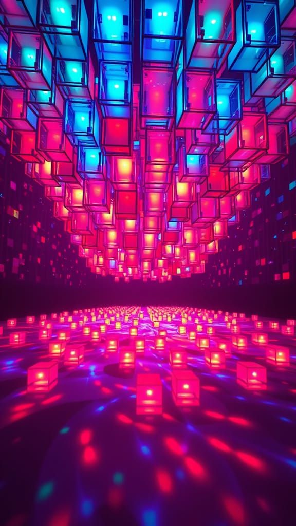 This image captures a mesmerizing light installation that transforms a ...