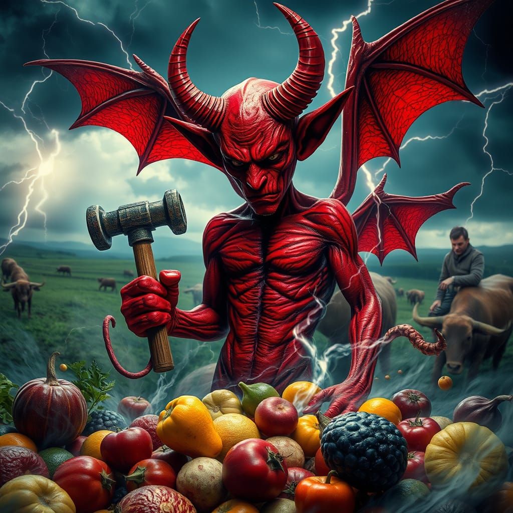 Male Plastic Demon in a Swirling Vortex of Mutated... - AI Art