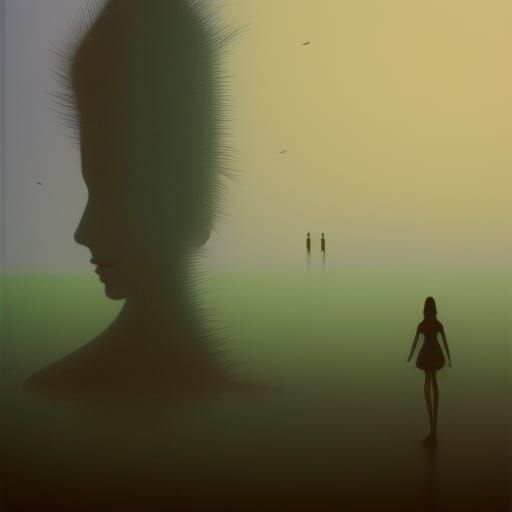 Woman Fading: Vintage Sci-Fi Illustration - AI Art