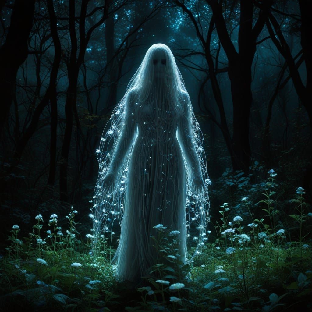 ""Beautiful ghostly figure overgrown with divine flowers of light that ...
