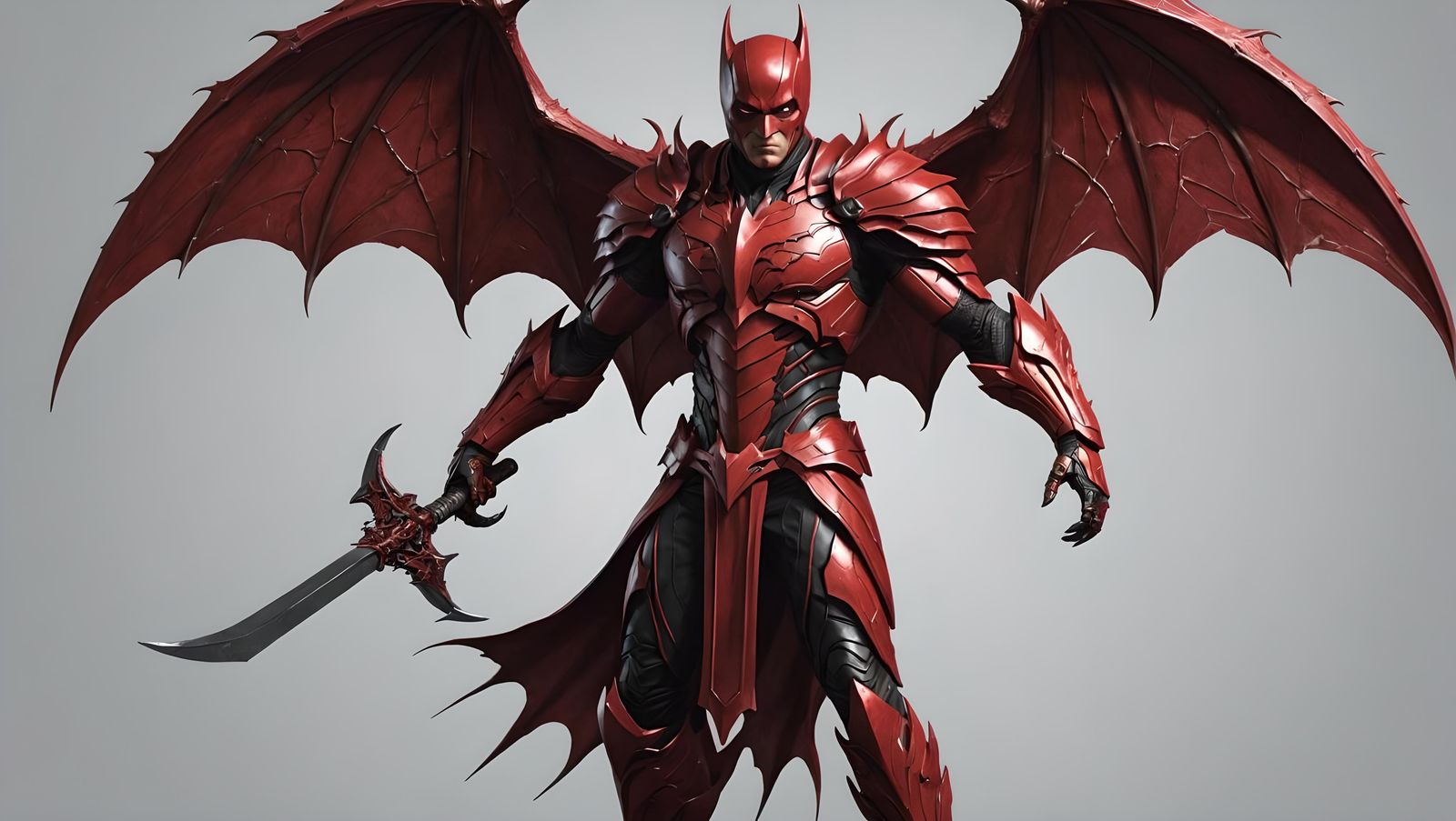 In a blood red Full Body Outfit. with bat wings. claws for hands - AI ...