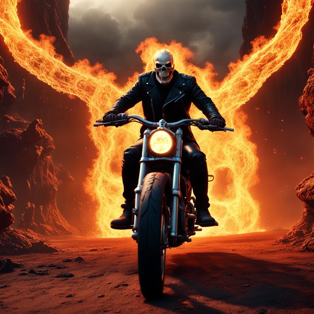ghost rider riding in hell - AI Generated Artwork - NightCafe Creator