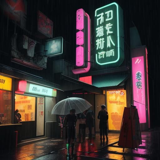 blade runner ramen shop in the rain - AI Generated Artwork - NightCafe ...