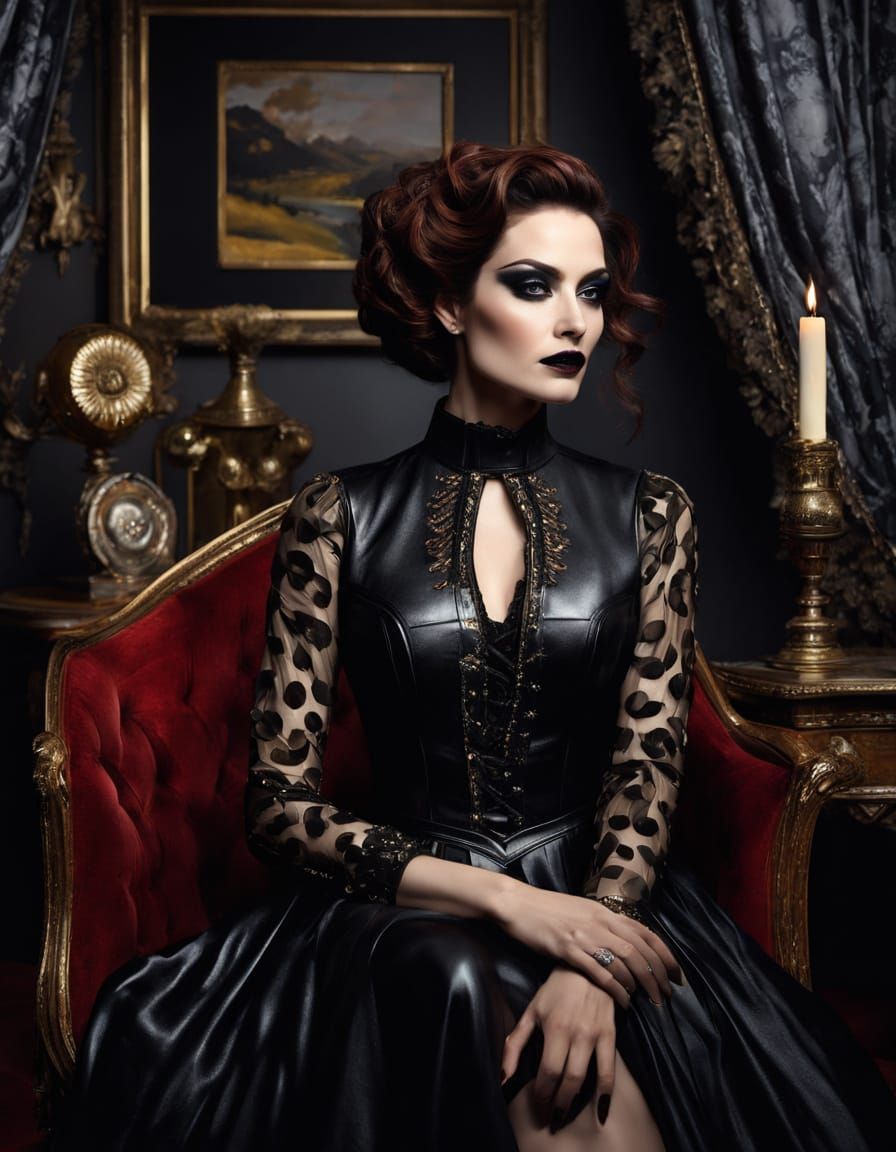 Serious gothic lady - Ethereal Gothic Siren in Velvet Opulen...