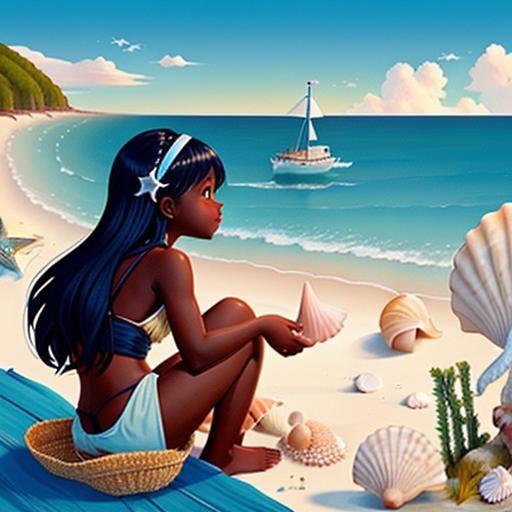 Suzie sells Seashells by the Seashore - AI Generated Artwork - NightCafe Creator