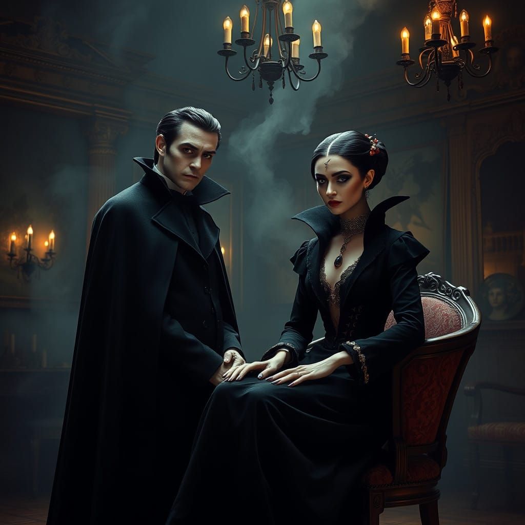 Vampires in a Dark, Forgotten Ballroom - AI Art